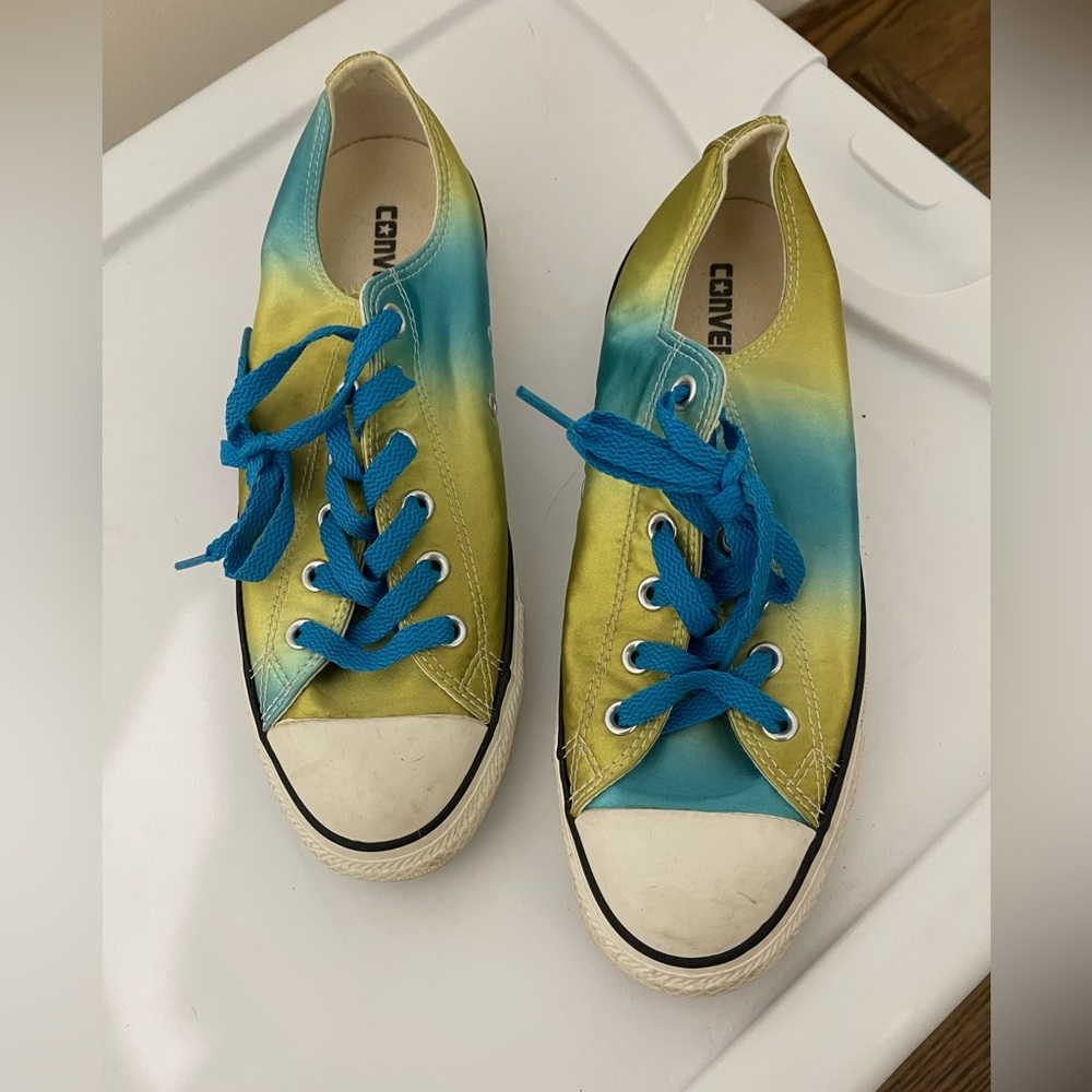 Green And Blue Ombre Satin Converse All Star Sneakers - Gem